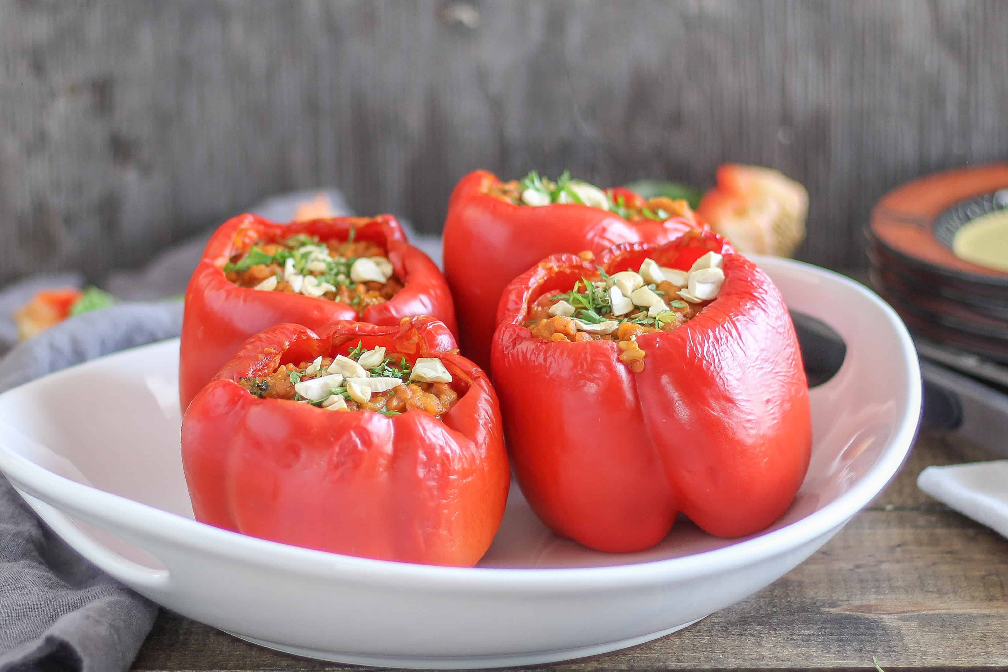 Curry Stuffed Peppers | Lentil Coconut Curry - vegan, plant-based recipe