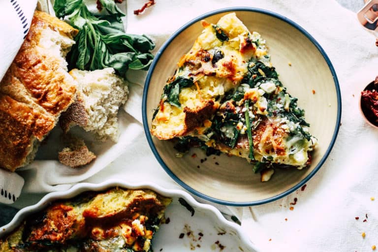Strata Recipe with Sun-Dried Tomato, Basil and Feta